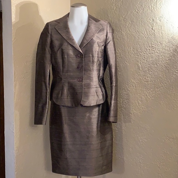 Escada | Skirts | Escada Silk Suit Gorgeous Croatia 36 Heather Raw Silk ...
